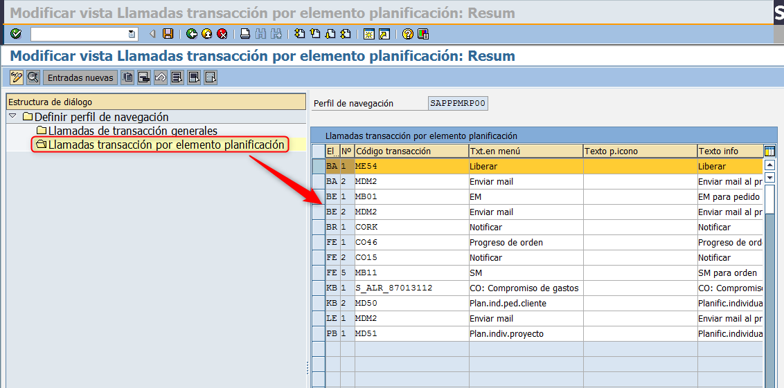 Personalización de la transacción MD04 – Programa en Línea