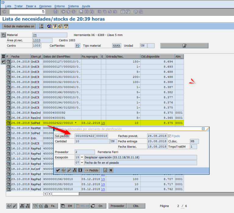 Personalización de la transacción MD04 – Programa en Línea